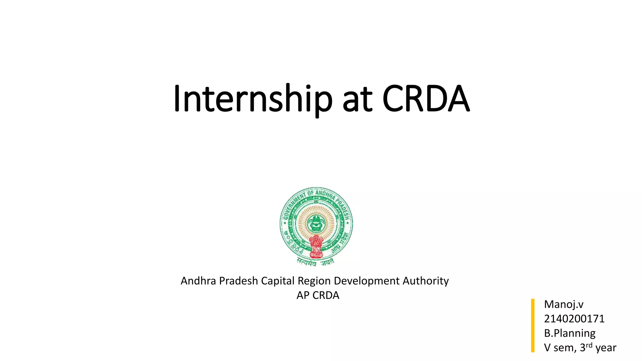 Internship at ap crda | PPTX