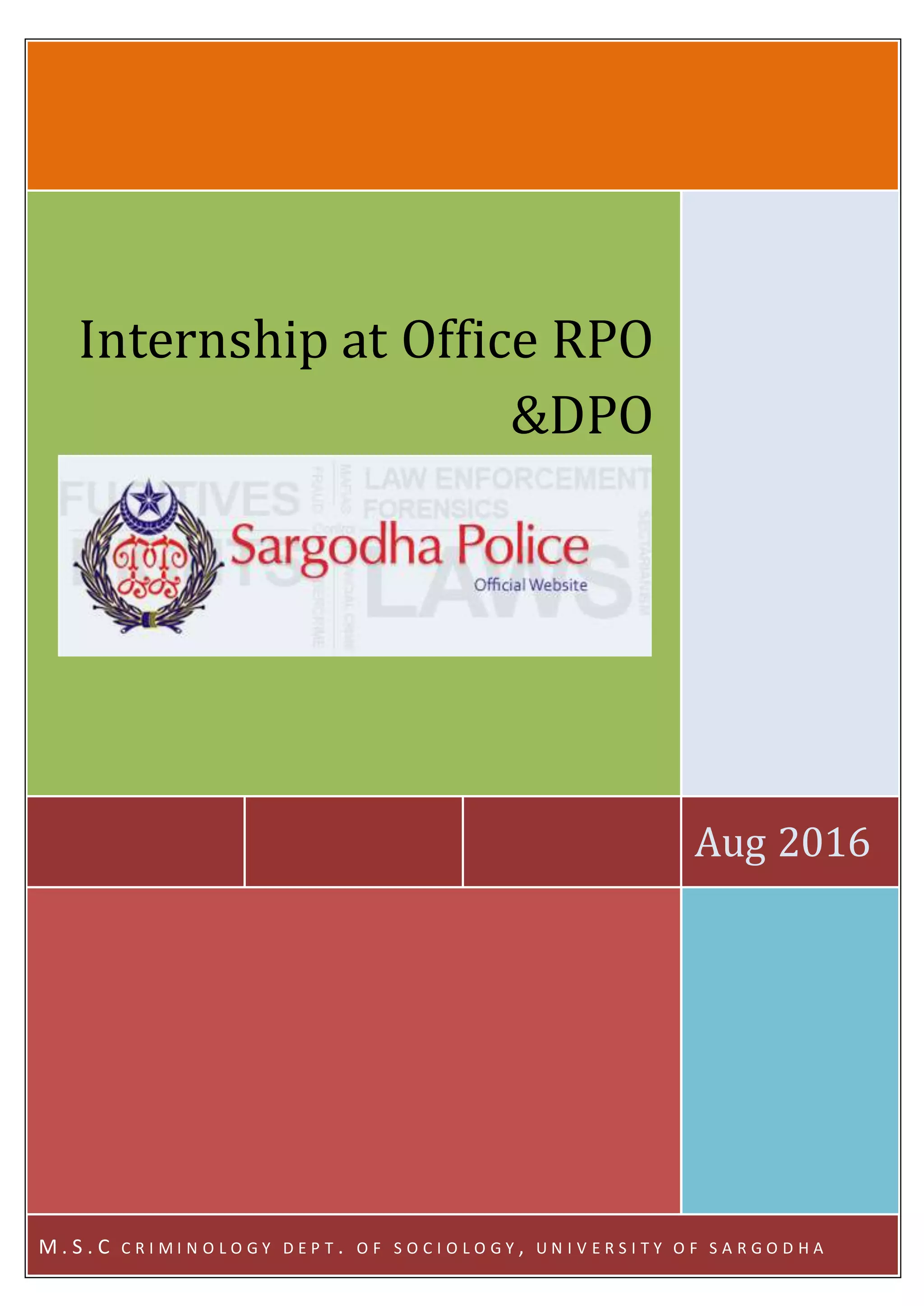 Internship at office of regional police and dpo office sargodha final ...