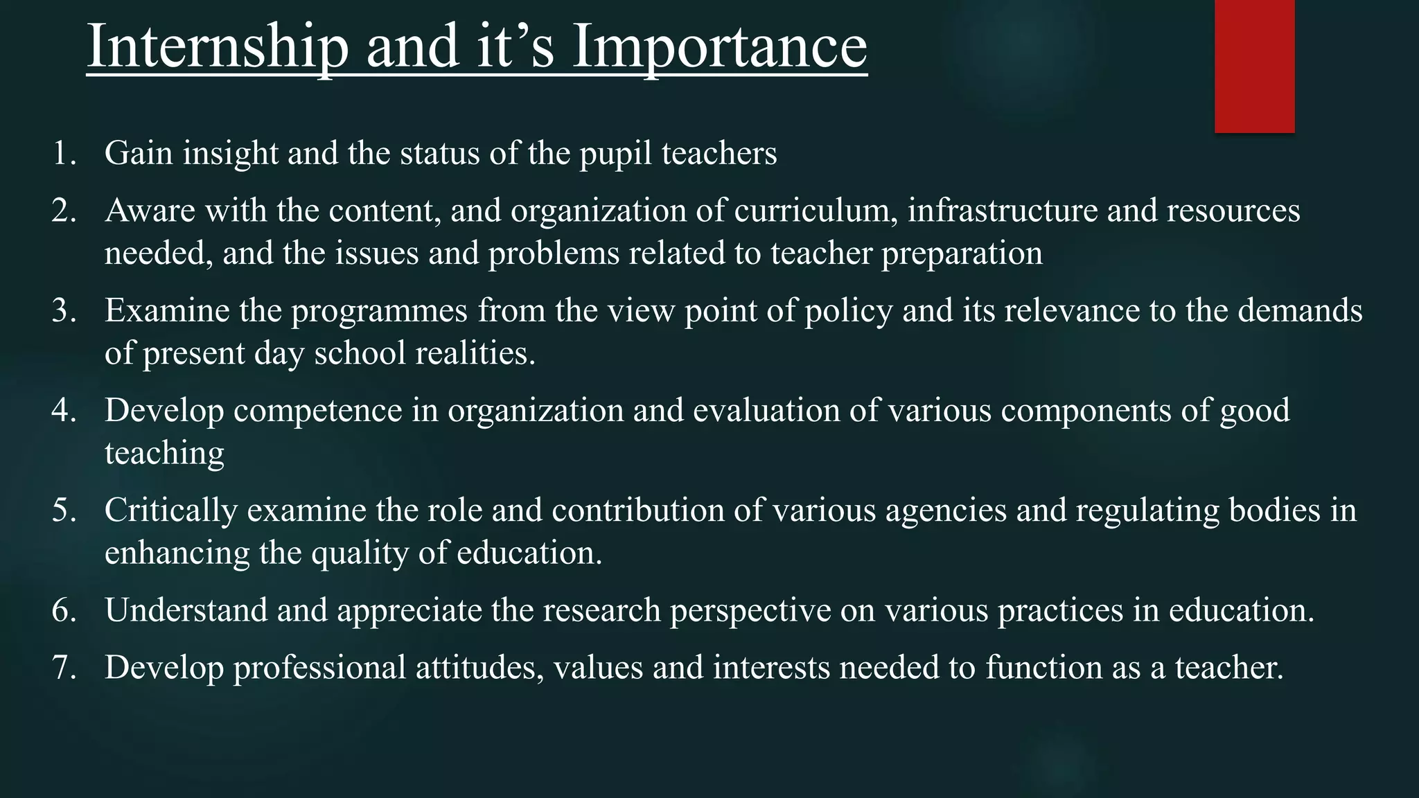 Education Internship based presentation | PPT