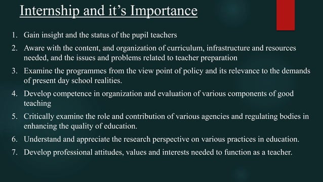 Education Internship based presentation | PPT