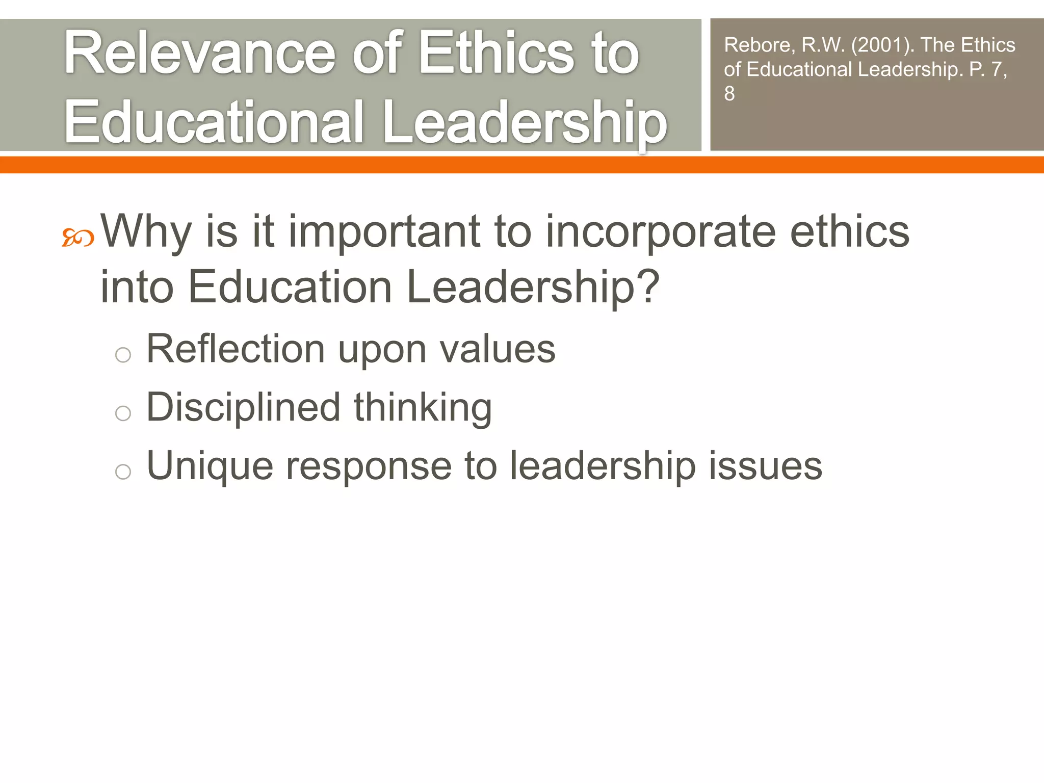 Chapter One Presentation from The Ethics of Educational Leadership | PPT