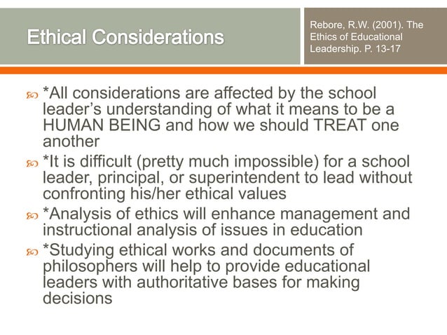 Chapter One Presentation from The Ethics of Educational Leadership | PPT