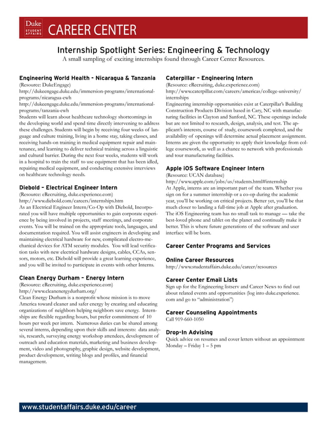 Internship Spotlight Series: Engineering and Technology Programs | PDF