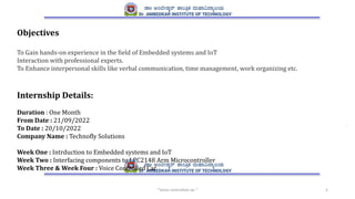 internship exam ppt.pptx on embedded system and IOT | PPTX