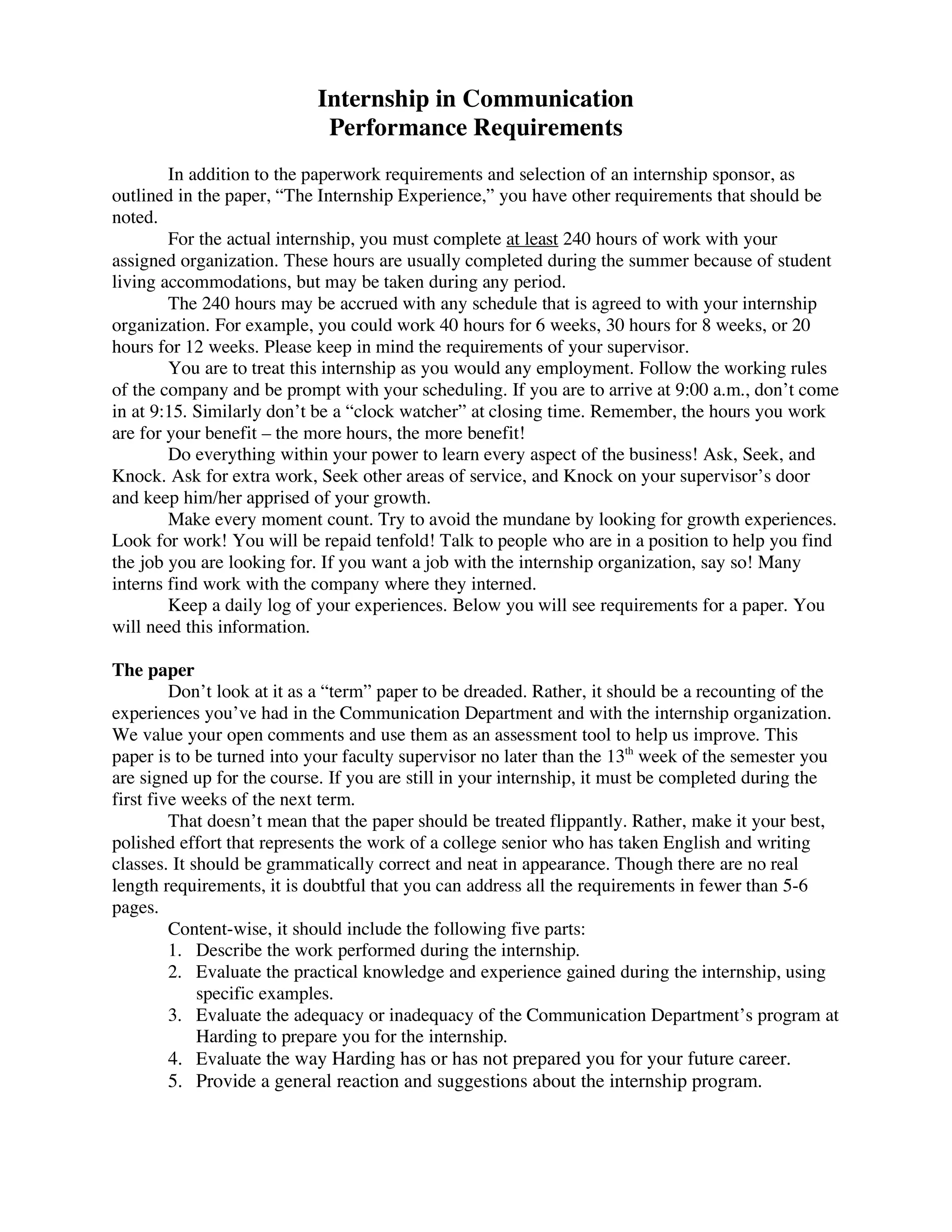 Internship experience | PDF | Undergraduate Education | College Education