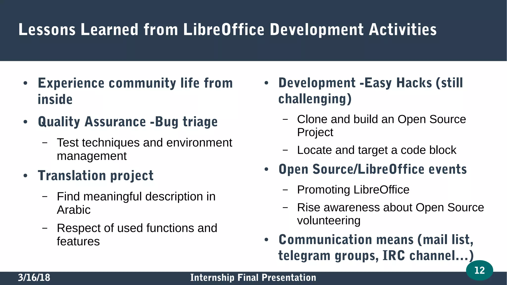 Internship final presentation Mohamed | ODP