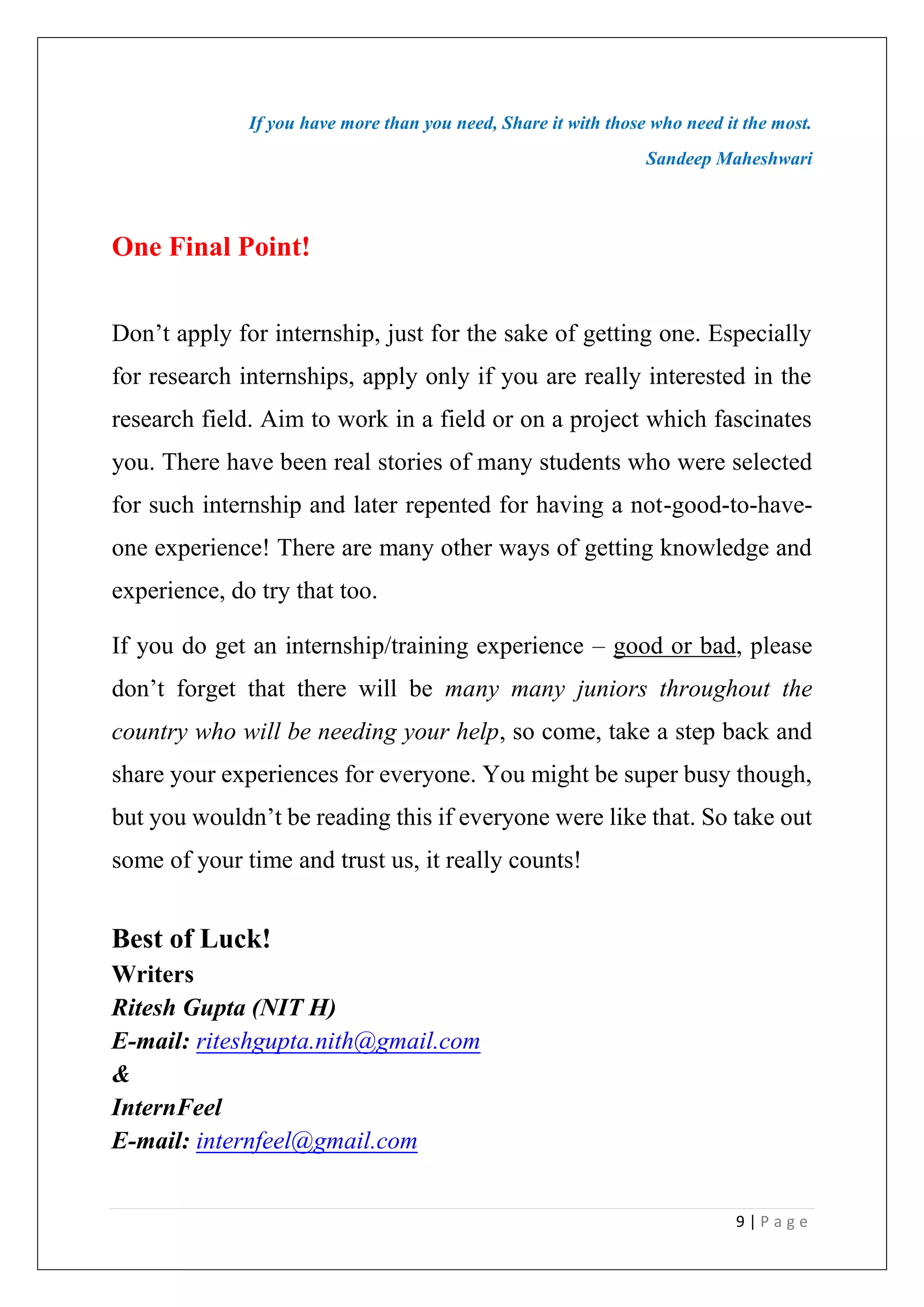 Internship guide | PDF