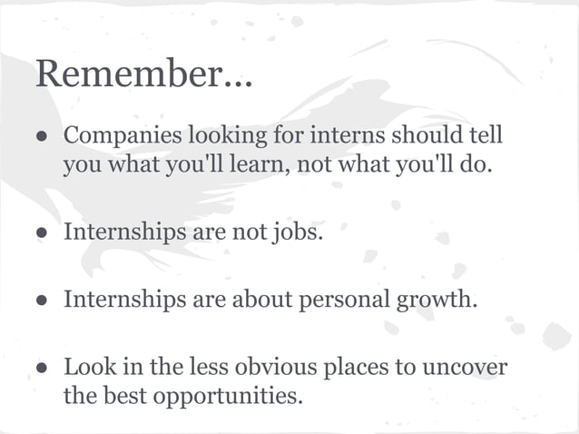 Internship Guide: Qualities of good internships and how to find them | PPT