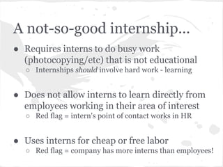 Internship Guide: Qualities of good internships and how to find them | PDF