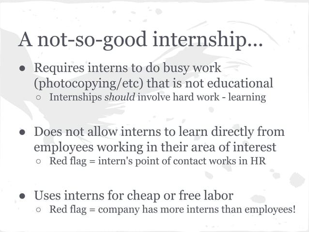 Internship Guide: Qualities of good internships and how to find them | PPT