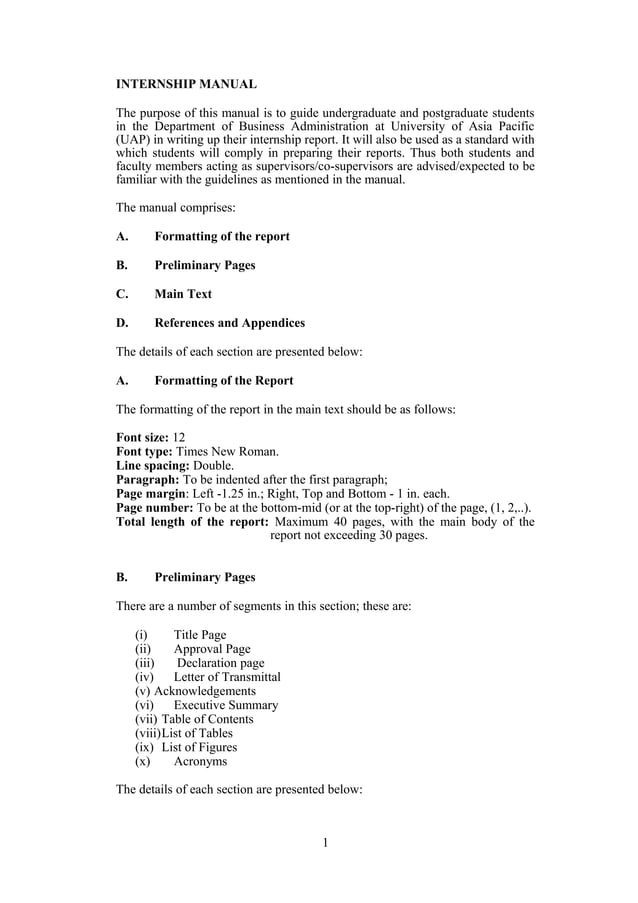 Internship guidelines | DOC | Undergraduate Education | College Education