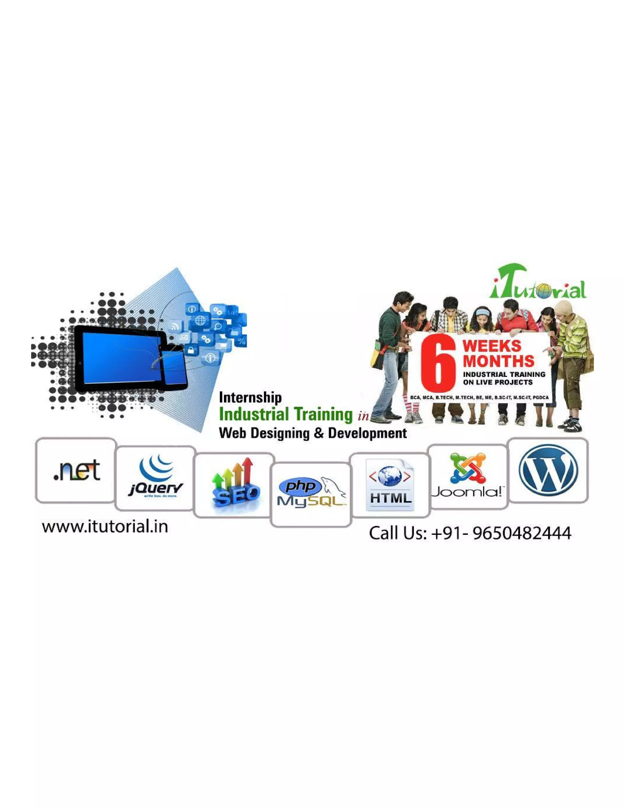 Internship industrial training in web designing | PDF