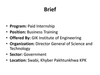 Internship in Pakistan by GIK Institute of Engineering 2023.pptx