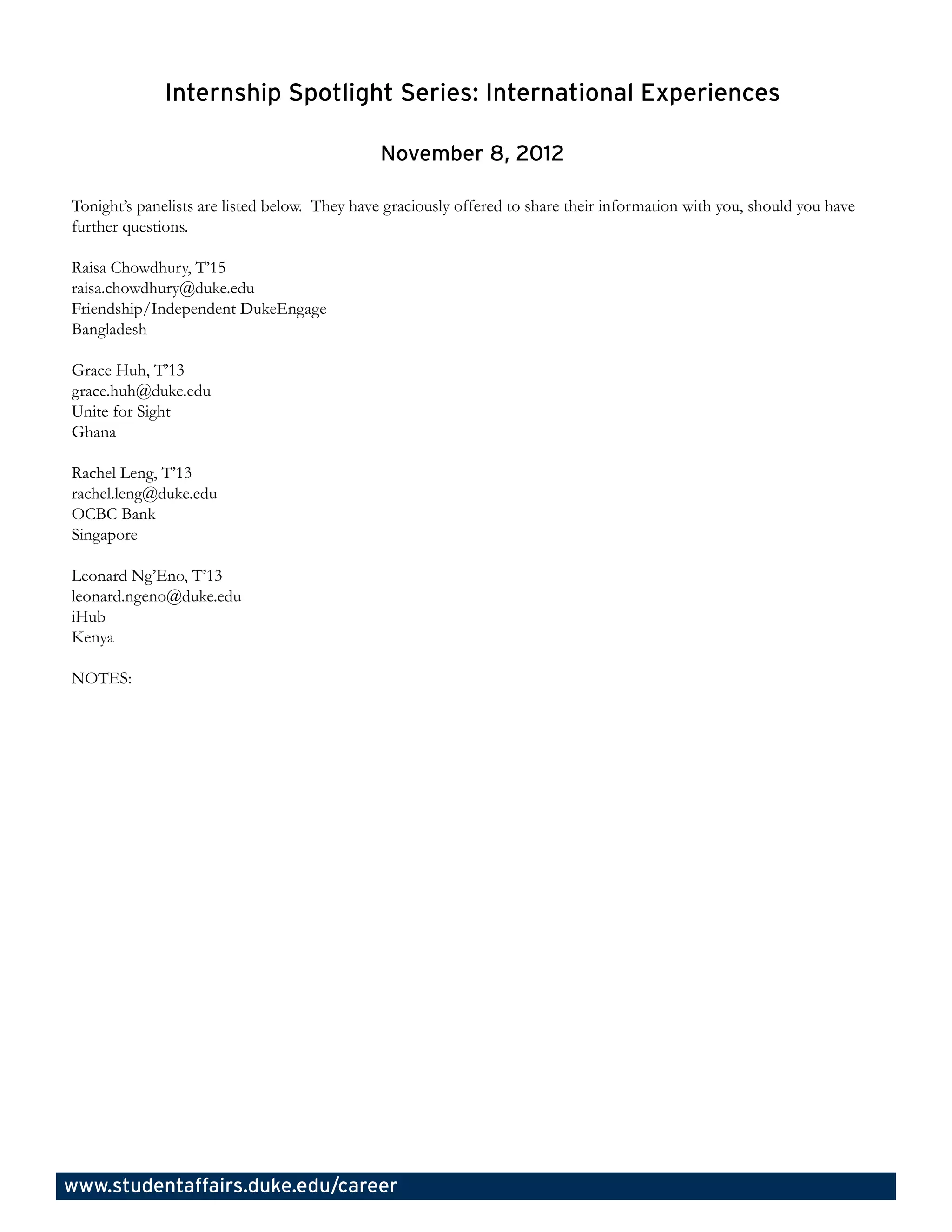 Internship Spotlight Series: International Programs | PDF