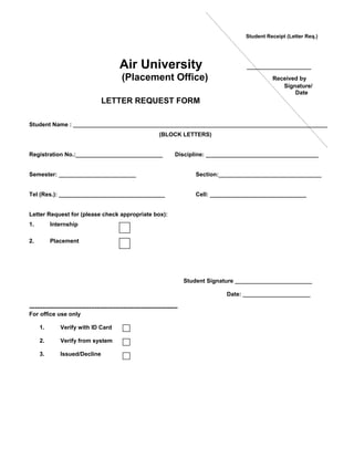 Internship letter requrest form | PDF