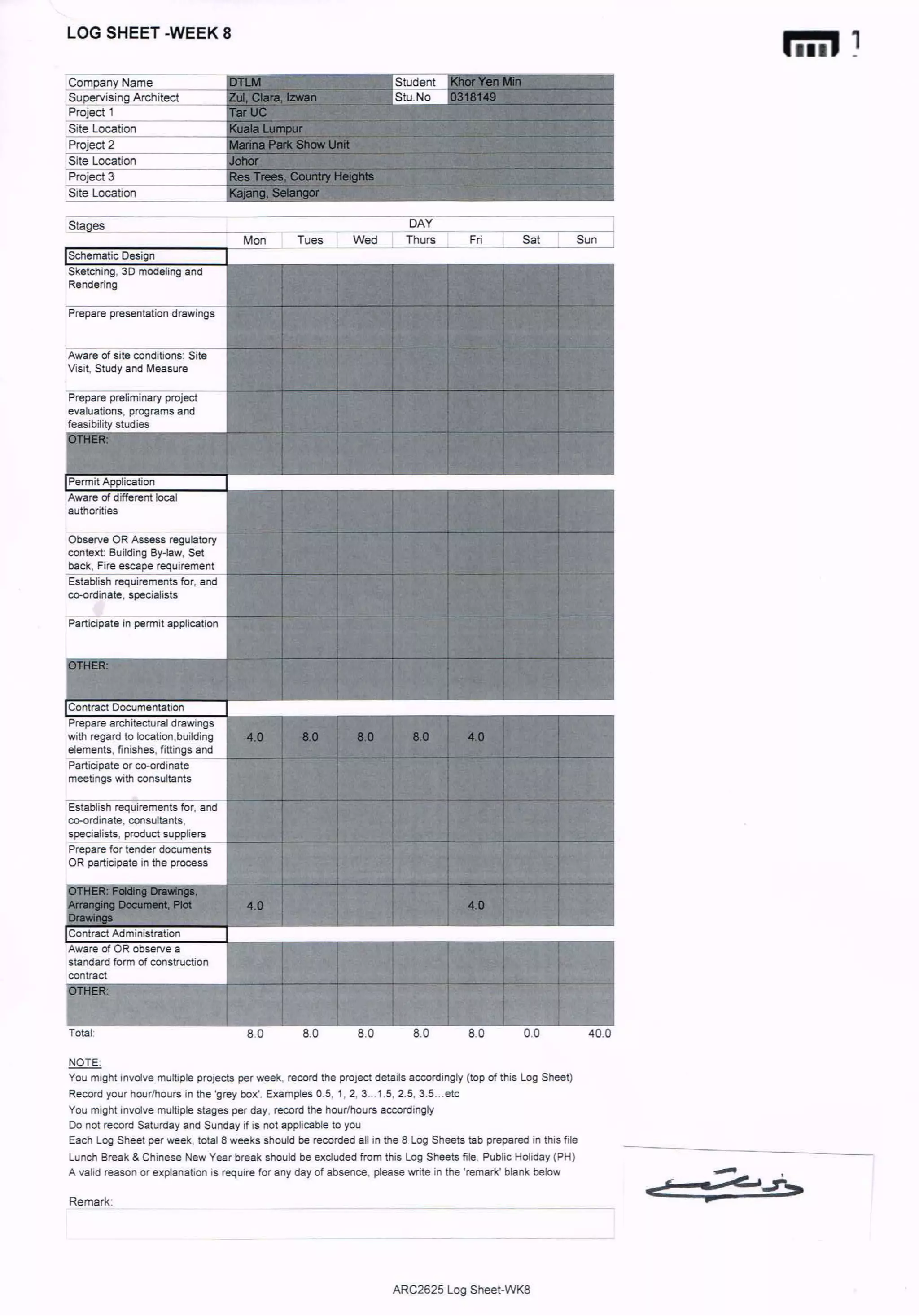Internship log sheets | PDF