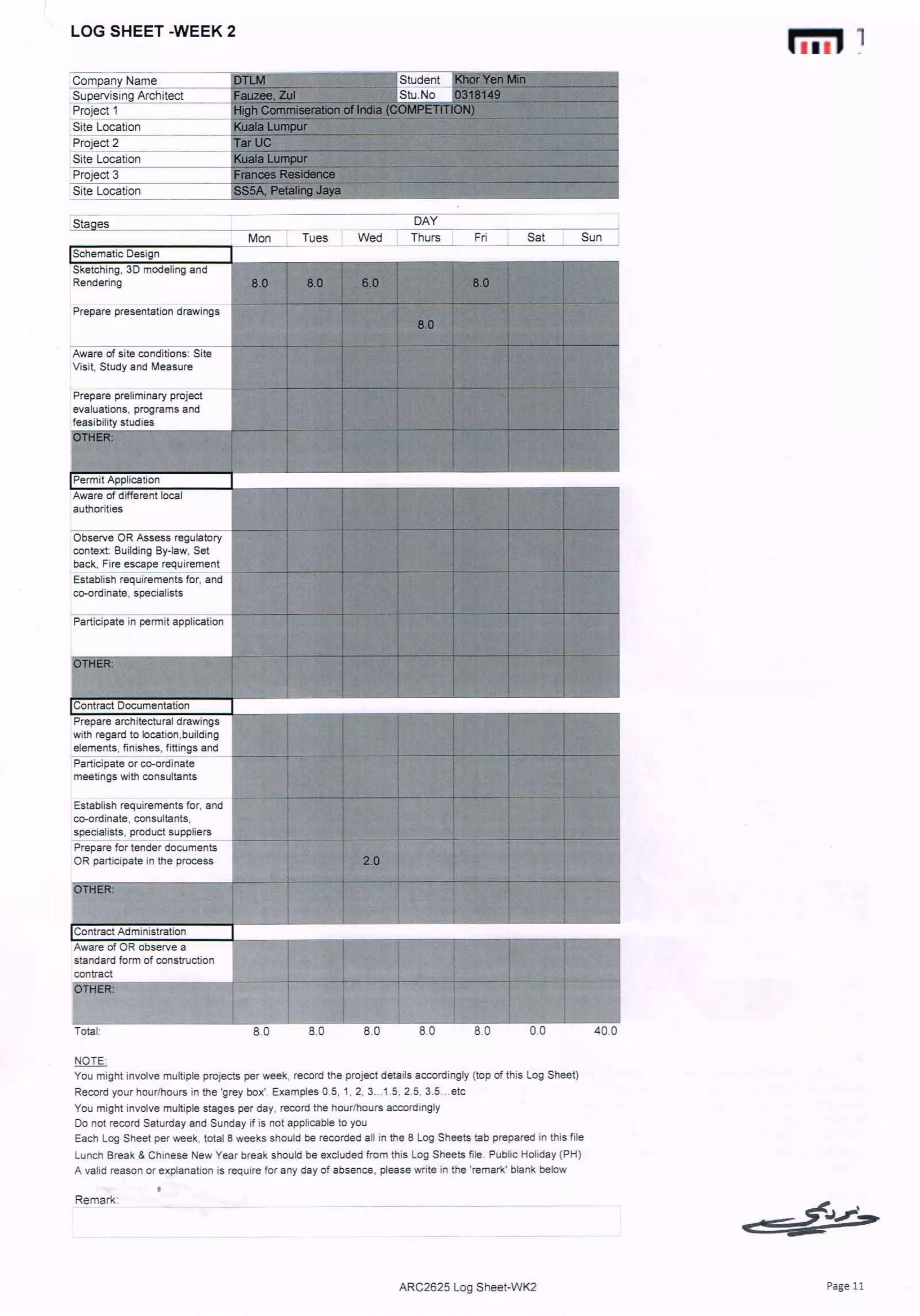 Internship log sheets | PDF