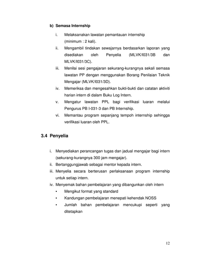 MANUAL INTERNSHIP PEGAWAI LATIHAN VOKASIONAL VOCATIONAL TRAINING OFFICER | PDF