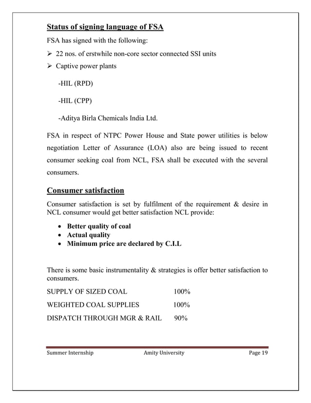 Northern Coalfields Limited NCL | DOCX | Business Administration | Business