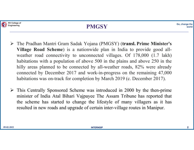 Internship PMGSY Anantnag | PPT