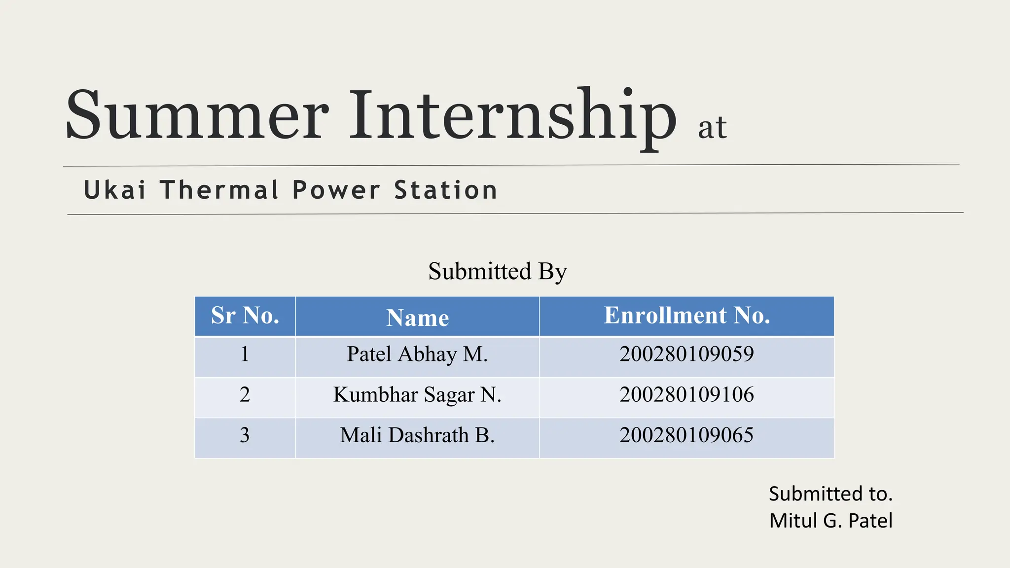 Internship PPT final ukai thermal power station | PPTX