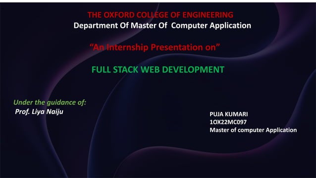 Internship full stack developer ppt report .pptx | Web Design and HTML ...