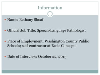 Speech-Language Pathologist Interview | PPTX | Resume Writing and ...