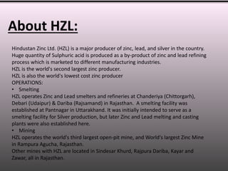 Hindustan Zinc ltd. HydroPlant Internship ppt | PPTX