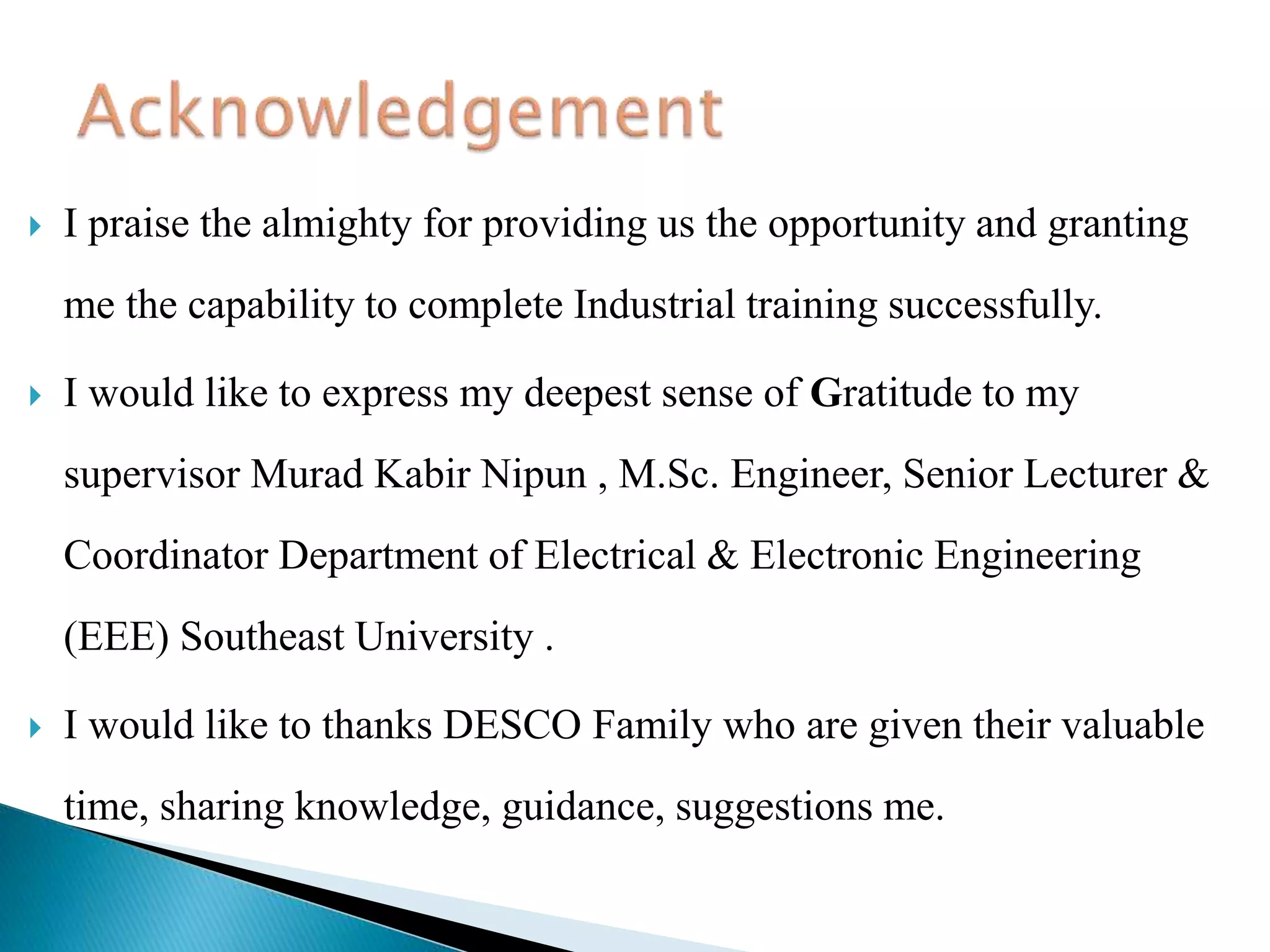 Electrical and Electronics Engineering (EEE Internship presentation | PPTX