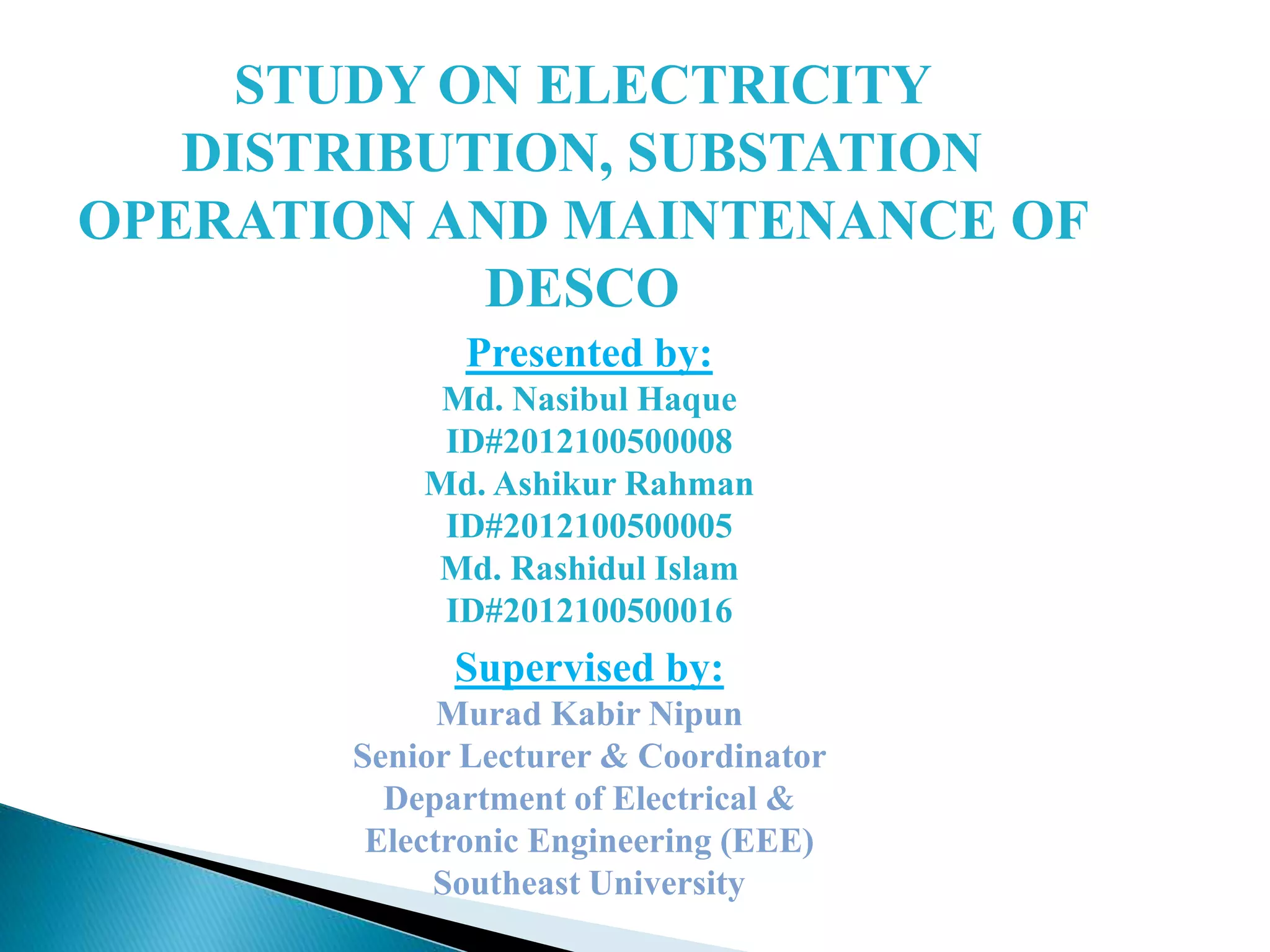 Electrical and Electronics Engineering (EEE Internship presentation | PPTX