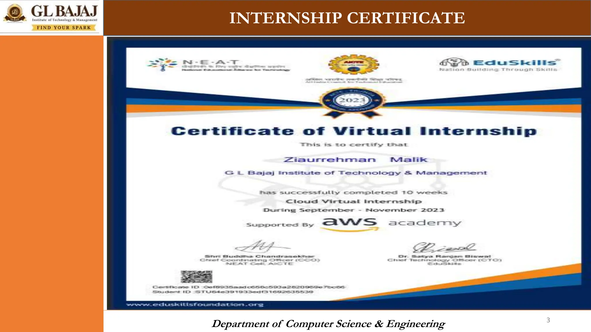cloud virtual internship presentation of glbitm | PPTX