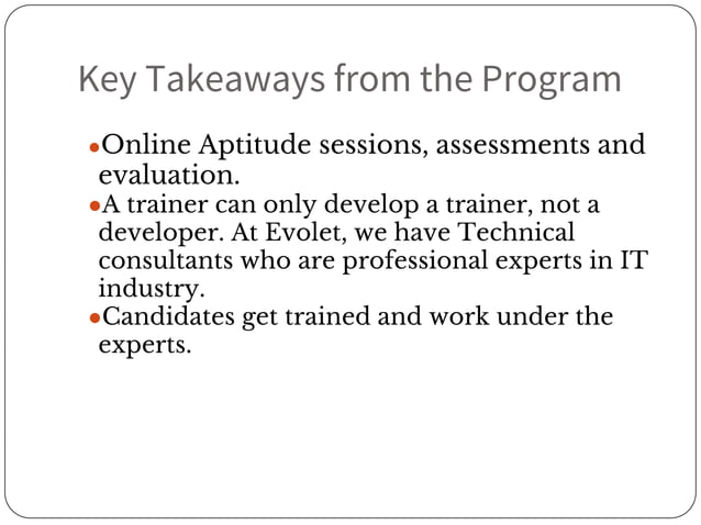 Internship Program Evolet Technologies Ppt