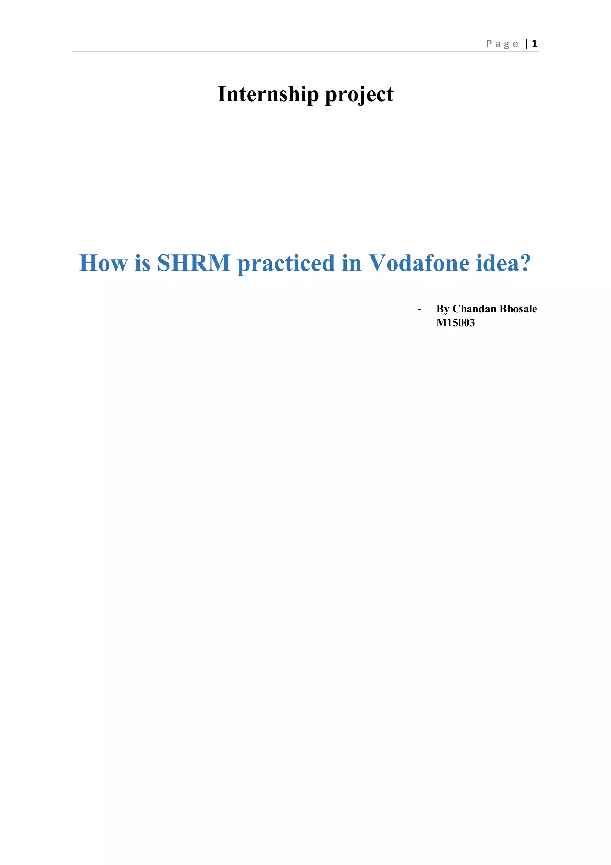 Internship project - SHRM | PDF