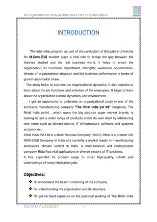 An organisation study at Rittal India Pvt Ltd | PDF