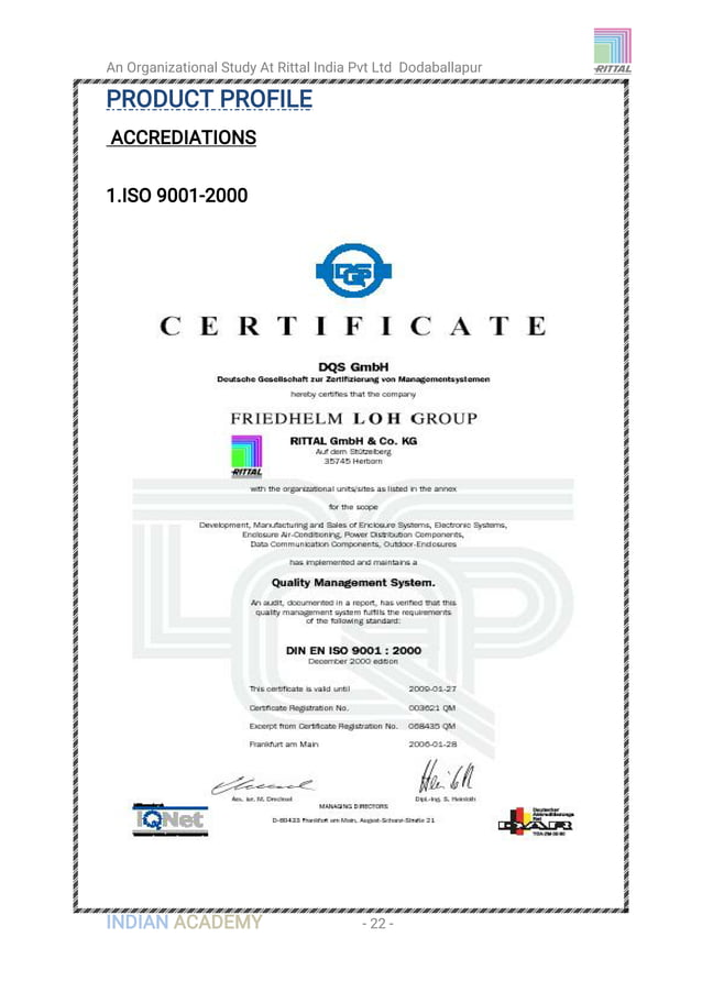 An organisation study at Rittal India Pvt Ltd | PDF | Land and Farms ...