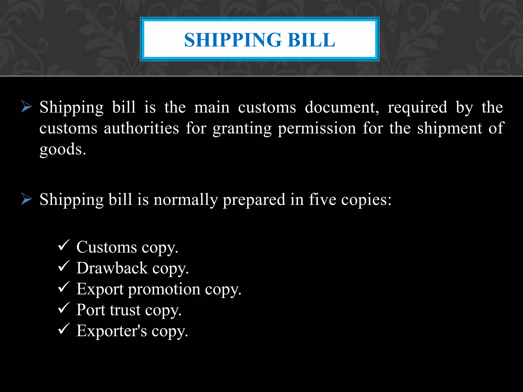 Mapping the process flowchart and documentation in an export house | PPTX