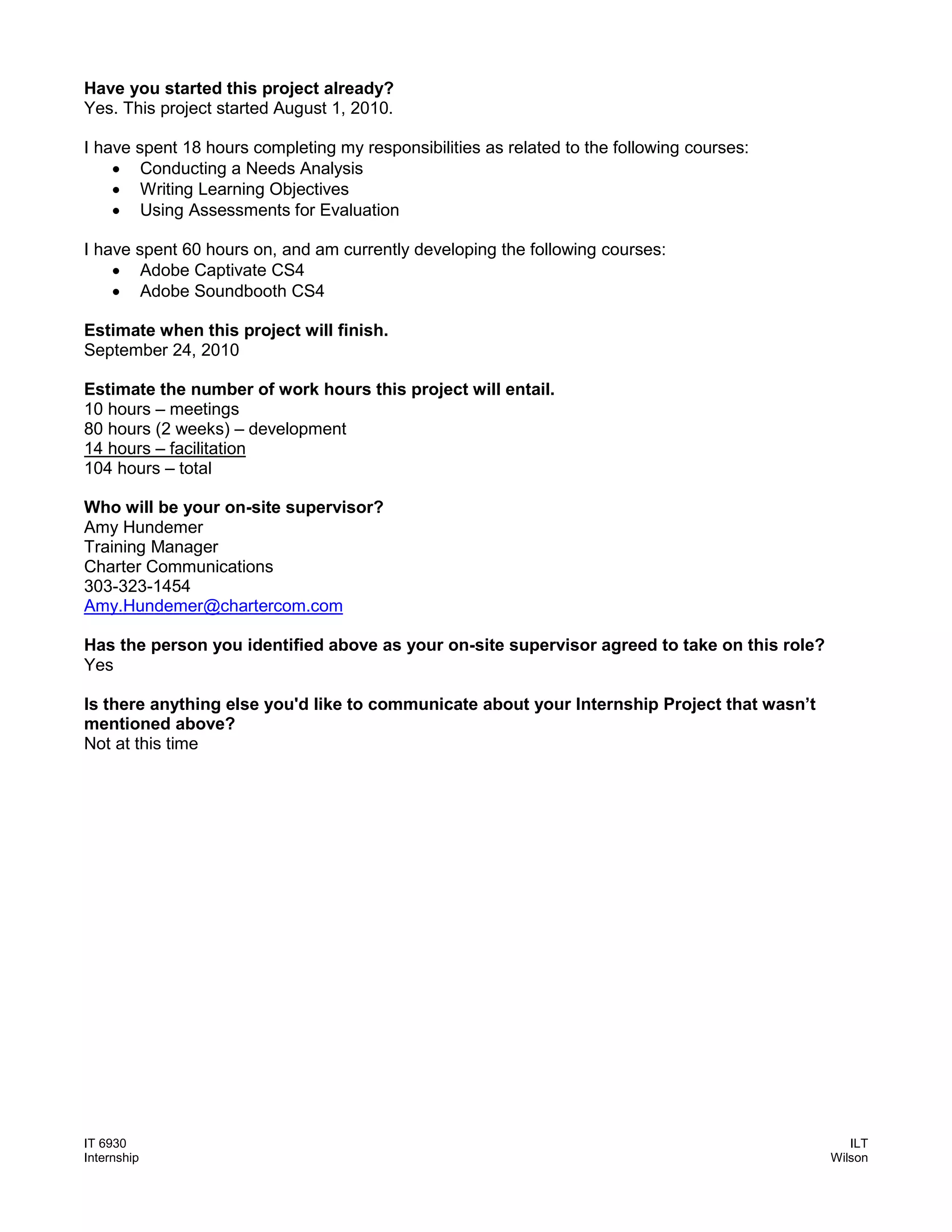 Internship Project Proposal | PDF