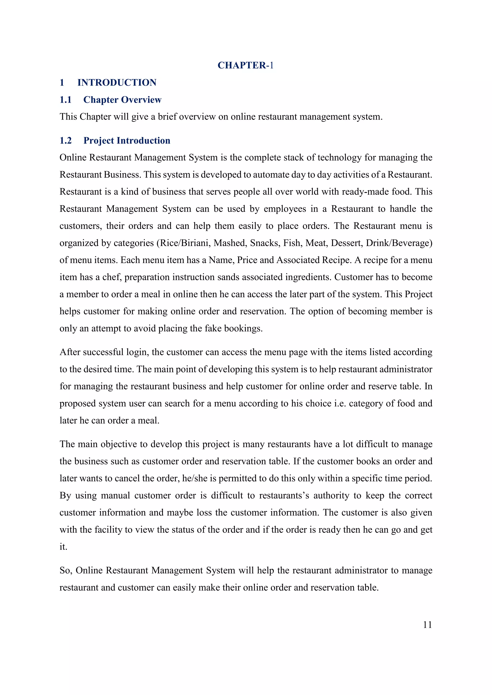 Online Restaurant Management System | PDF | Food Industry | Industries