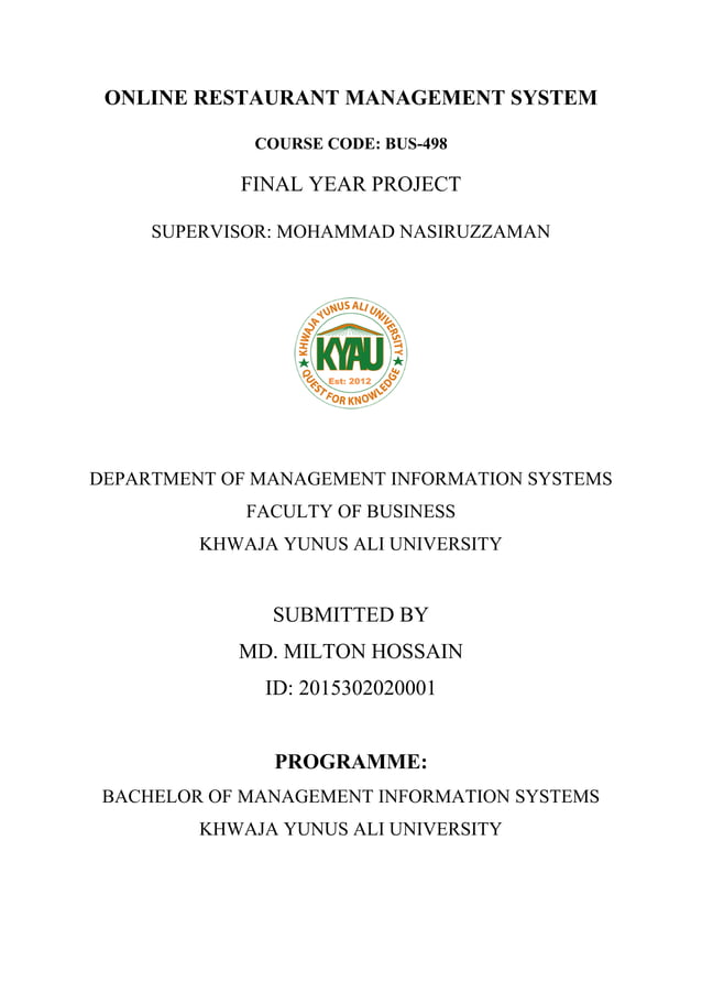 Online Restaurant Management System | PDF | Food Industry | Industries