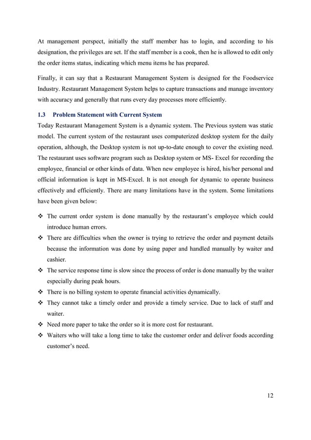 Online Restaurant Management System | PDF | Food Industry | Industries