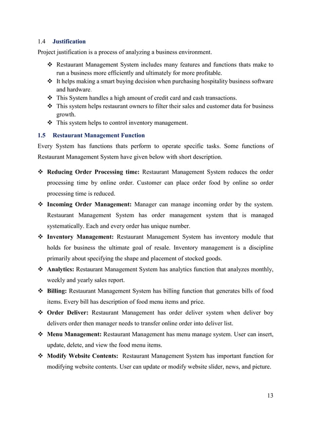 Online Restaurant Management System | PDF | Food Industry | Industries