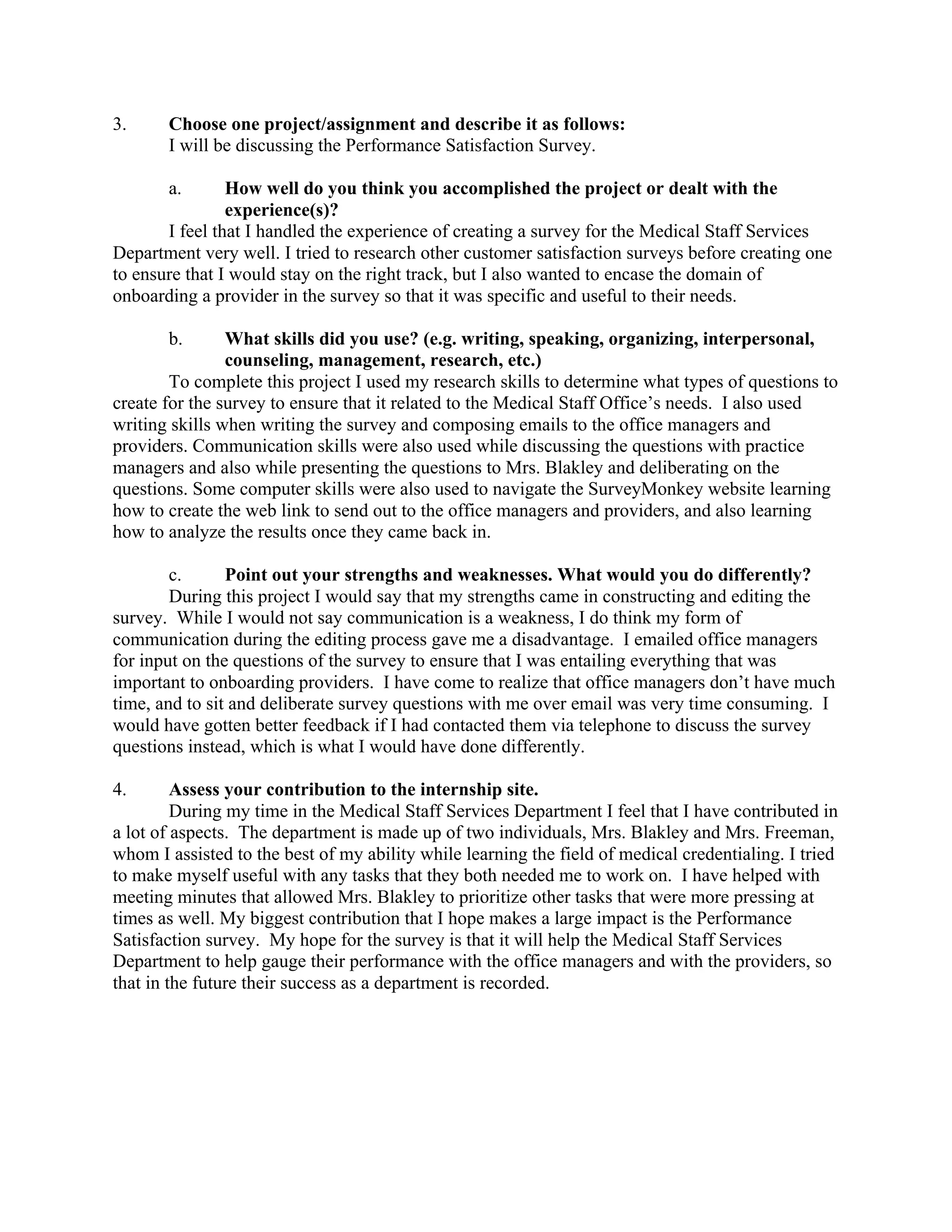 Internship reflection | PDF | Resume Writing and Advice | Job Search