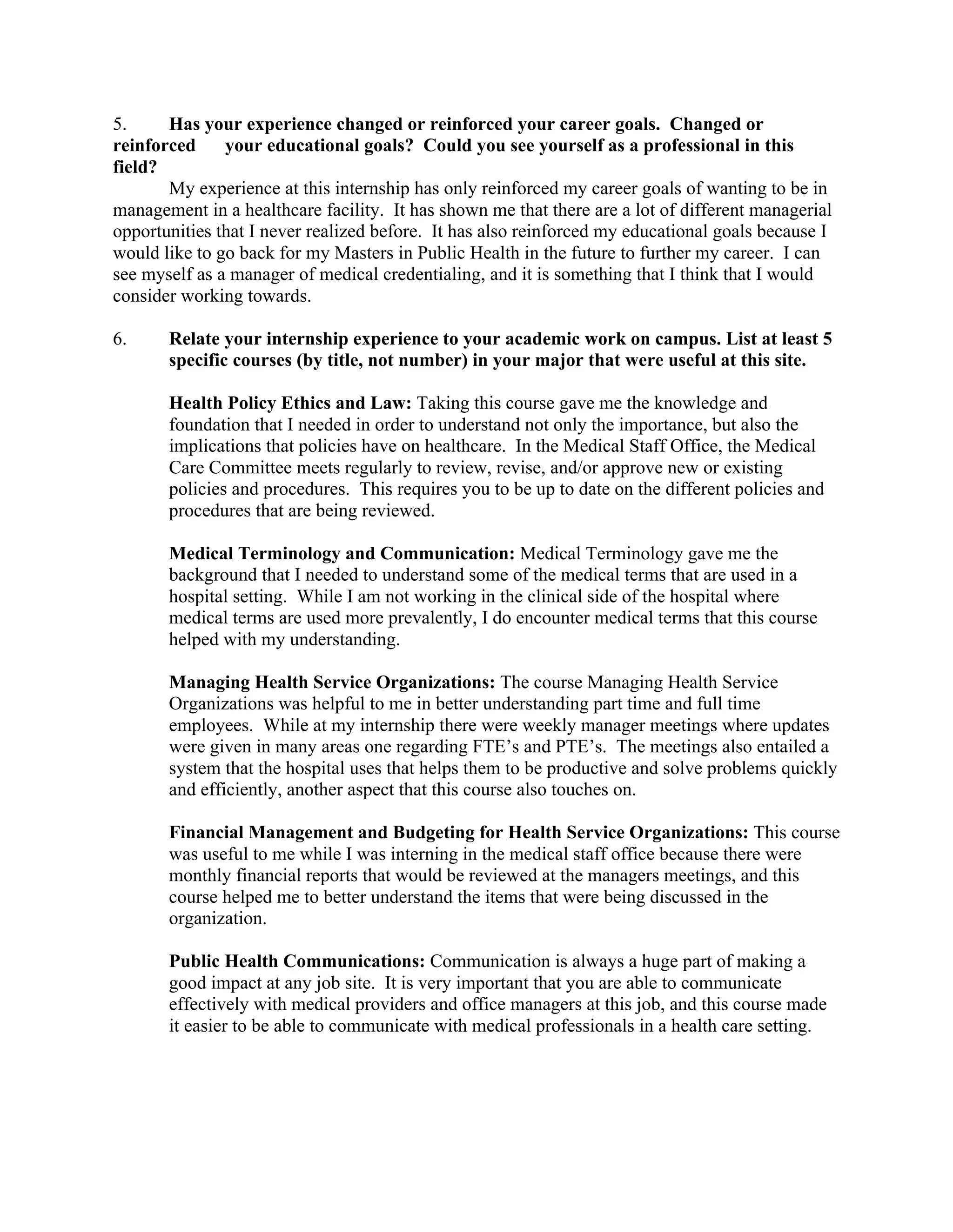 Internship reflection | PDF