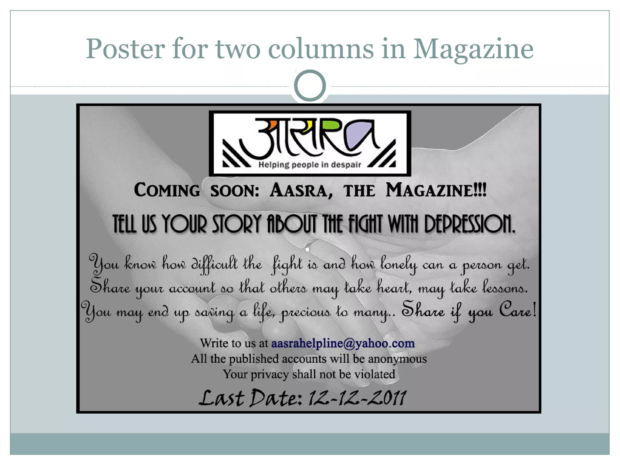 NGO Internship Report - AASRA | PPT