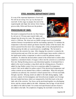 Internship report Of Pakistan Steel Mill | DOCX