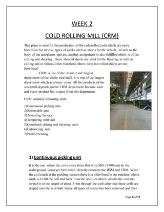 Internship report Of Pakistan Steel Mill | DOCX