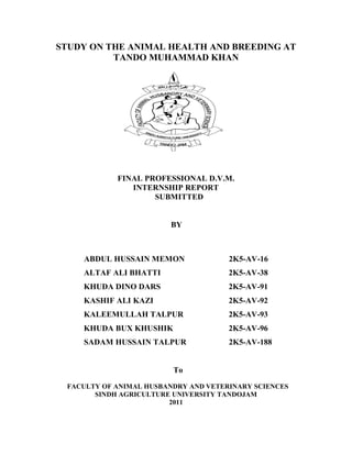 STUDY ON THE ANIMAL HEALTH AND BREEDING AT TANDO MUHAMMAD KHAN | PDF