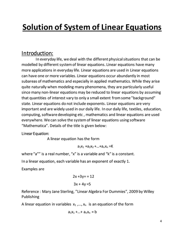 Soution Of Linear Equations Pdf