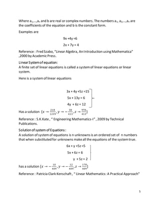 Soution of Linear Equations | PDF