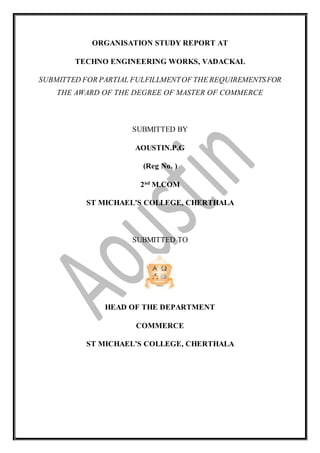 Summer Internship Report formate for M.com students | DOCX